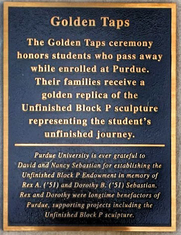 Unfinished Block P Statue – Purdue Arboretum Explorer