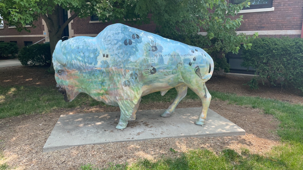 Guardians of the Bond Bison Sculpture – Purdue Arboretum Explorer