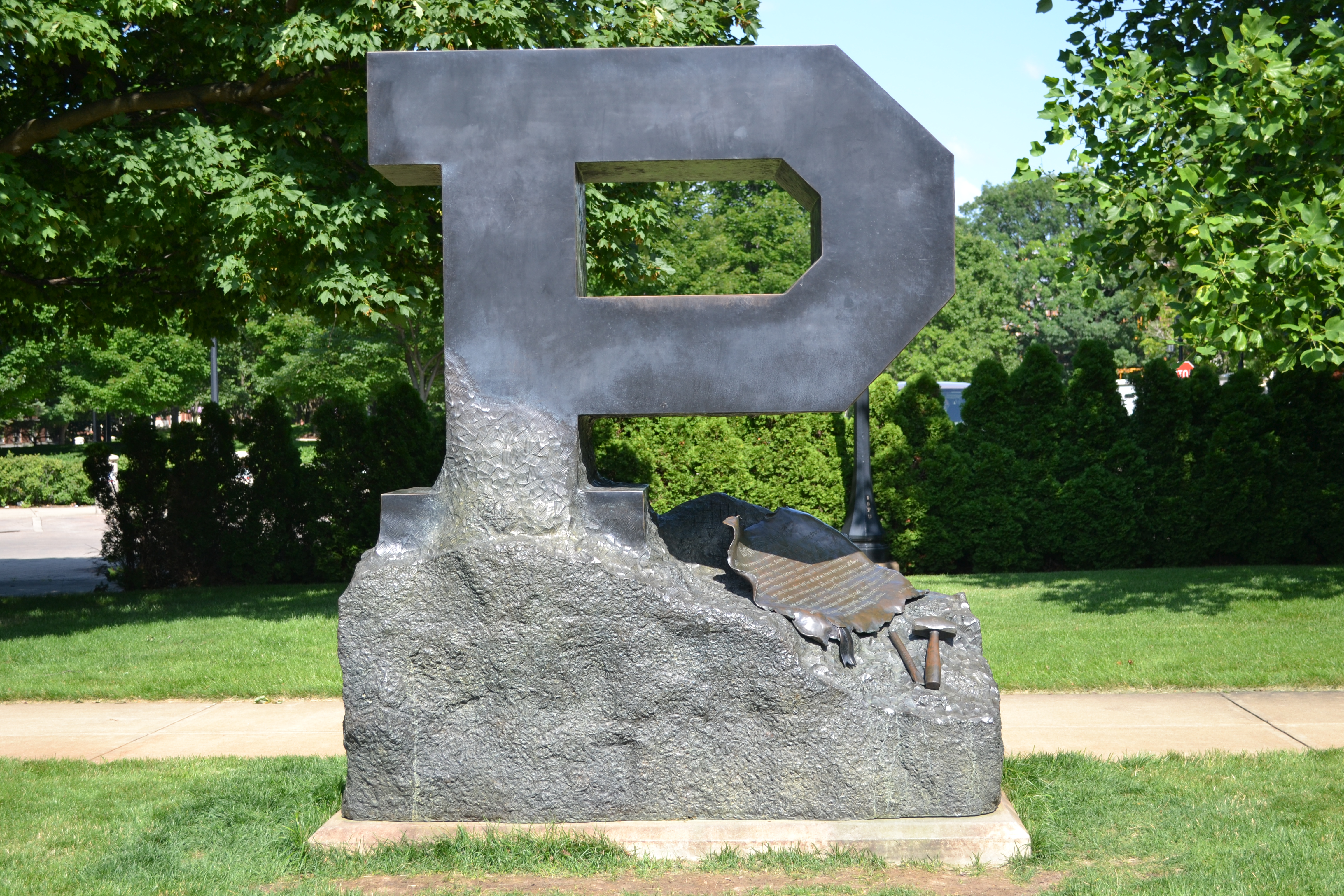 Unfinished Block P Statue – Purdue Arboretum Explorer